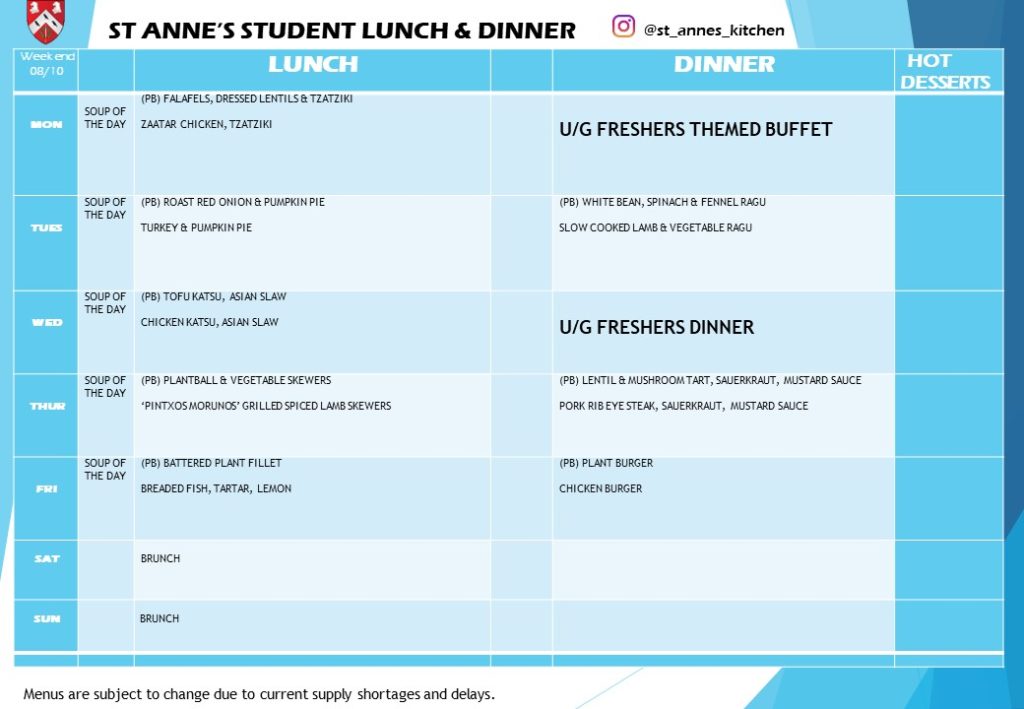 Dining | St Anne's College, Oxford