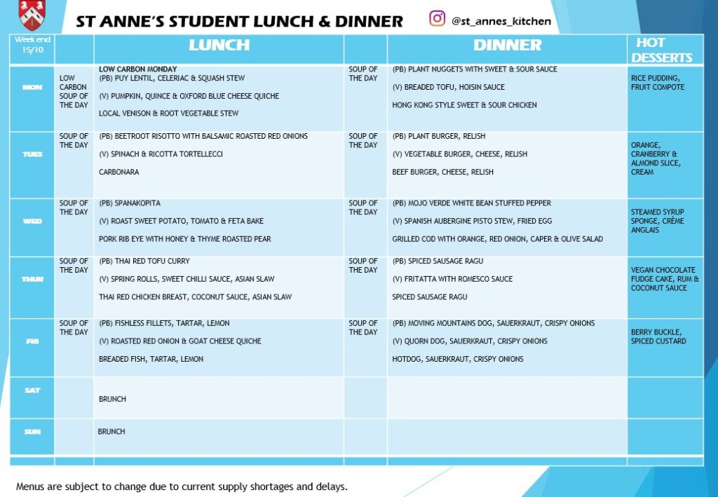 Dining | St Anne's College, Oxford