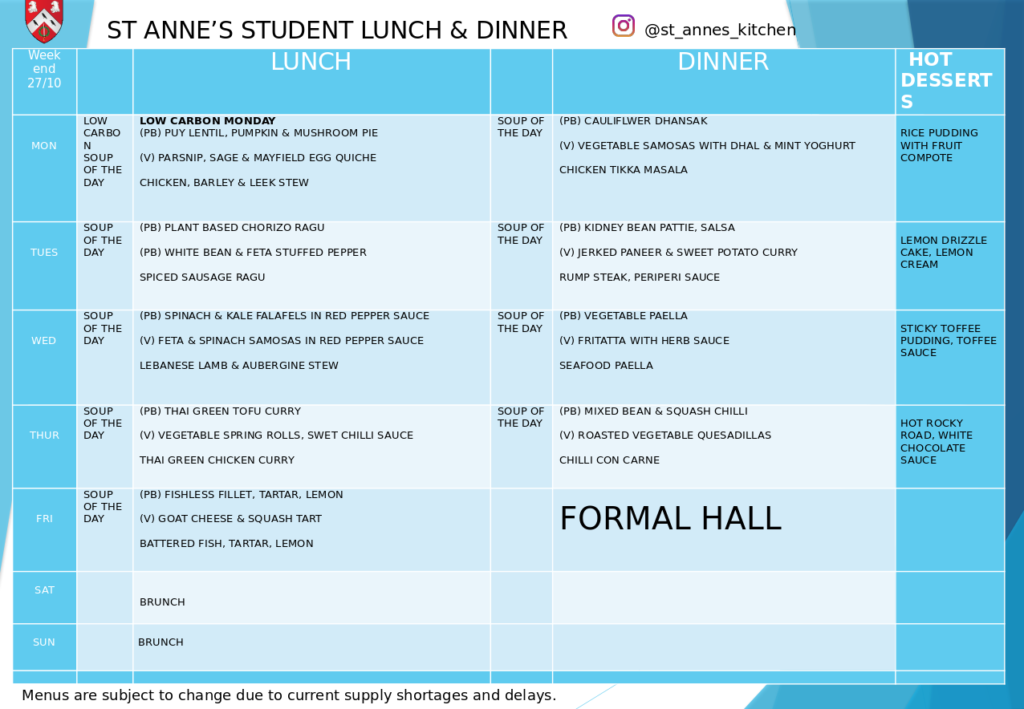 Dining | St Anne's College, Oxford