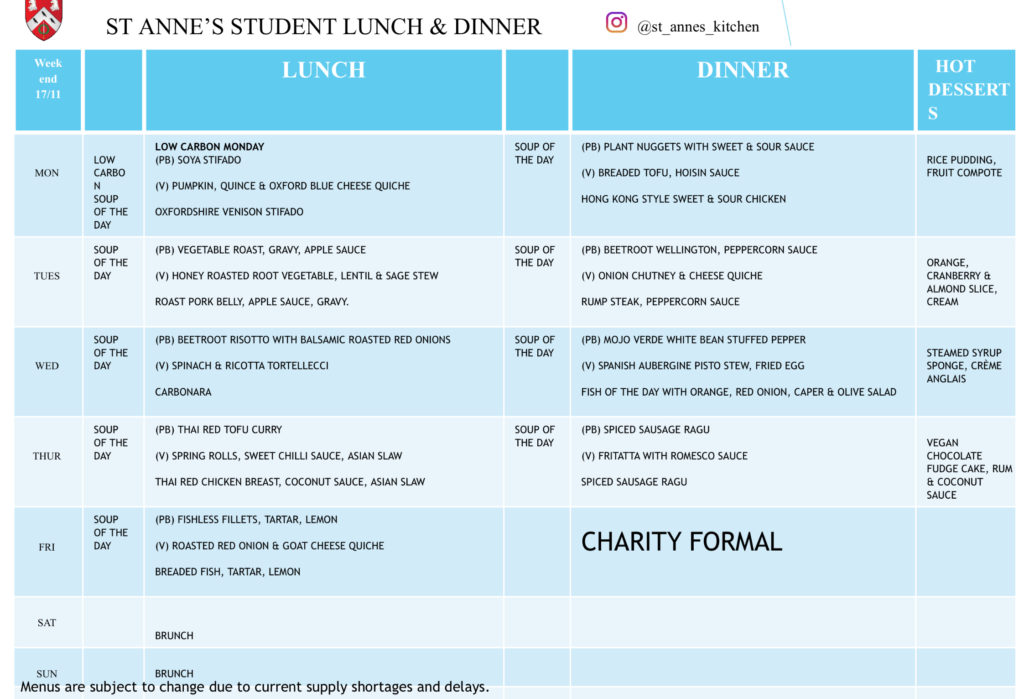 Dining | St Anne's College, Oxford