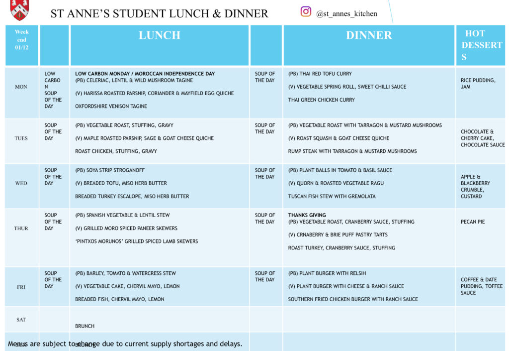 Dining | St Anne's College, Oxford