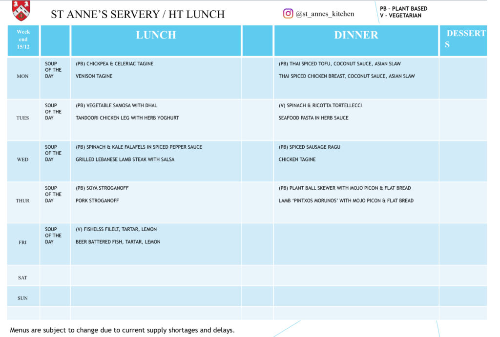 Dining | St Anne's College, Oxford